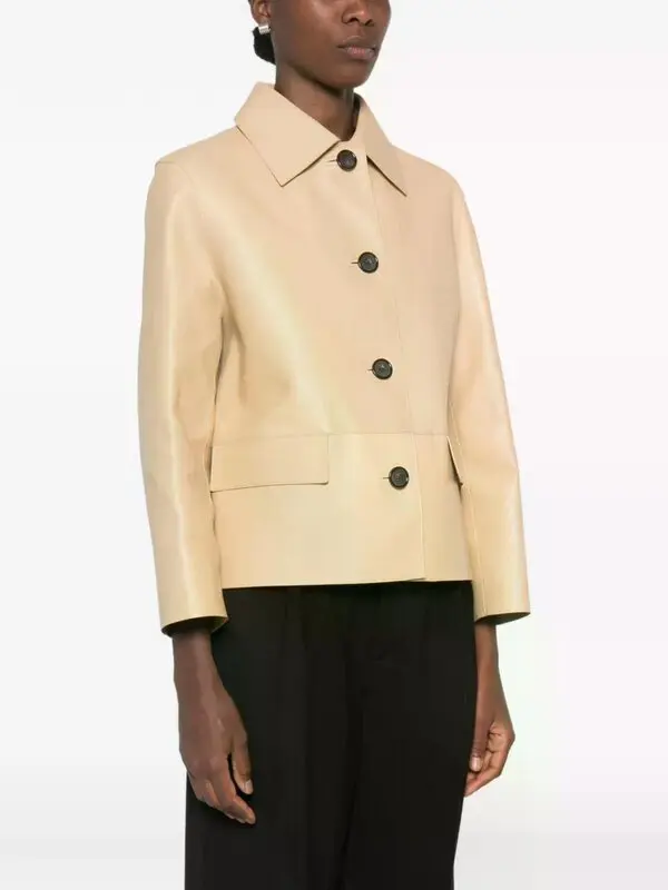 TOTEME Button-up Leather Jacket - Neutrals