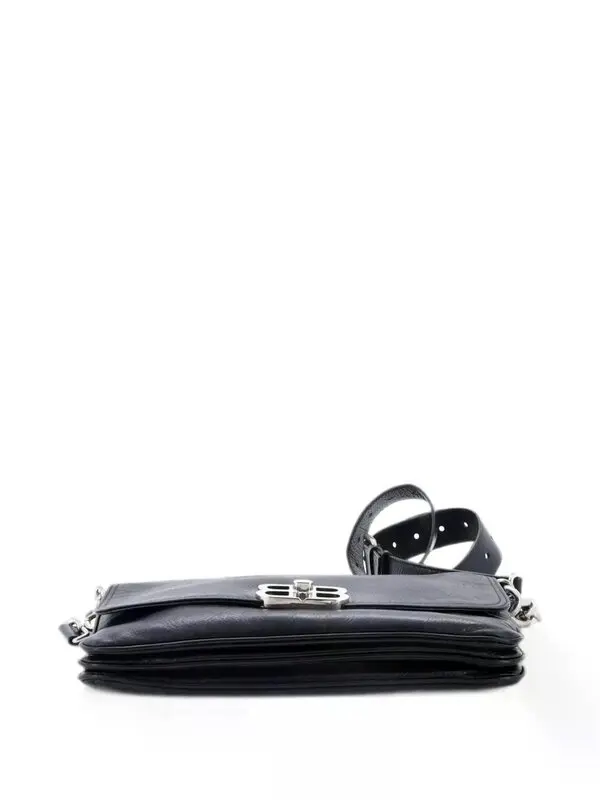Balenciaga Bb Soft Flap Bag Leather Medium Shoulder Bag - Black