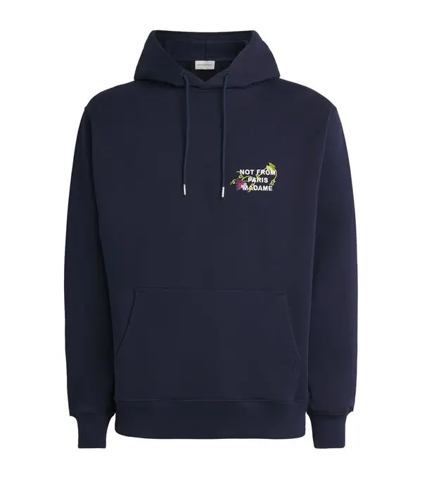 Drole De Monsieur Cotton Vine Slogan Hoodie - Navy