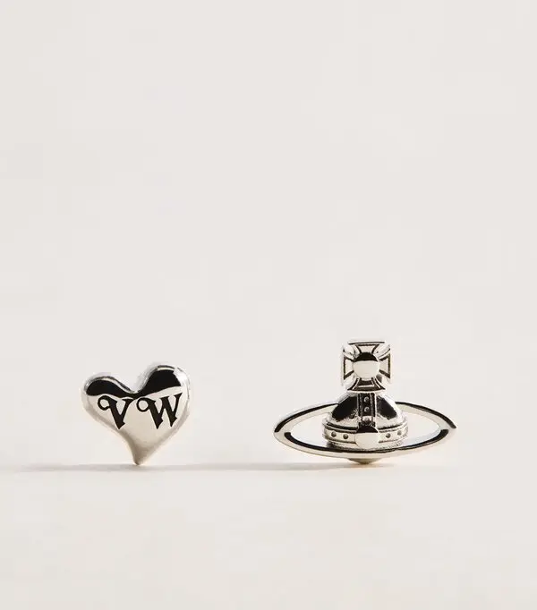 VIVIENNE WESTWOOD Leodaria Mismatched Orb And Heart Earrings - Silver