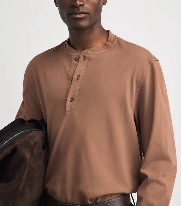 Barena Venezia Cotton Jersey Henley Top - Grey