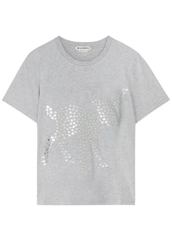 JW Anderson Star-appliquéd Cotton T-shirt - Grey
