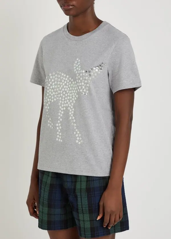 JW Anderson Star-appliquéd Cotton T-shirt - Grey