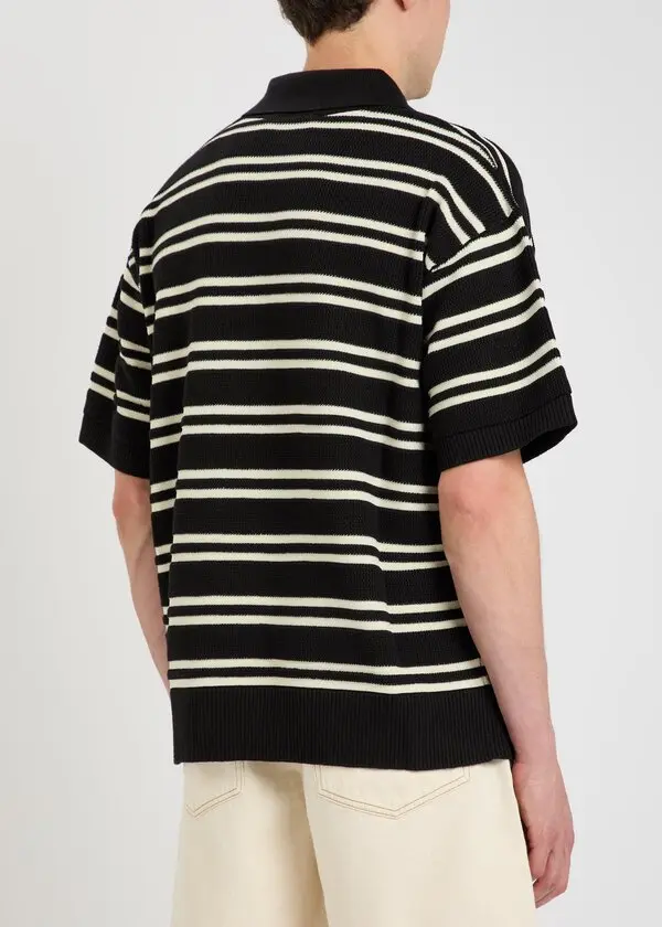 Amiri Striped Logo-embroidered Knit Polo Shirt