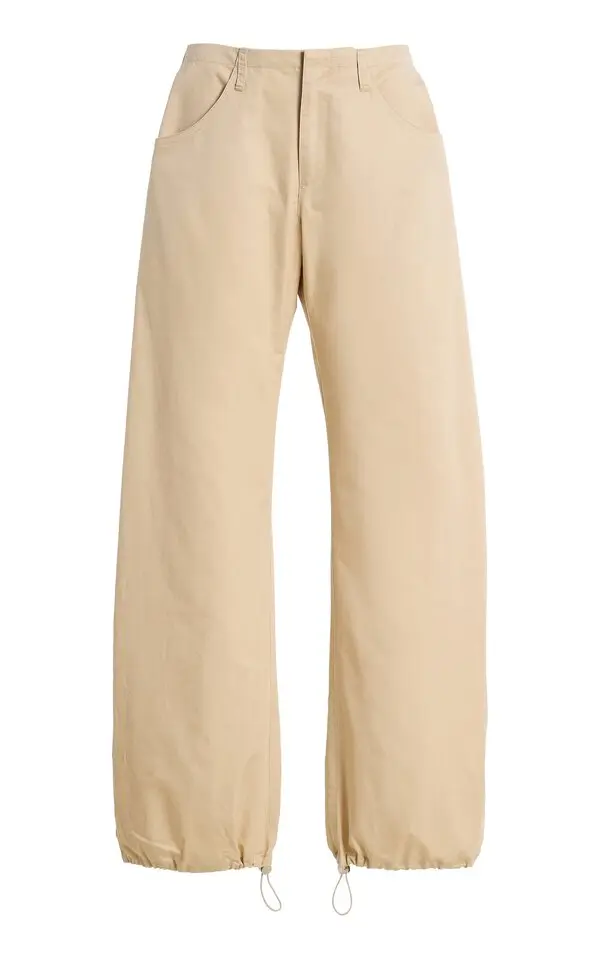 EB DENIM Isla Cinched Cotton Wide-leg Pants - Neutral