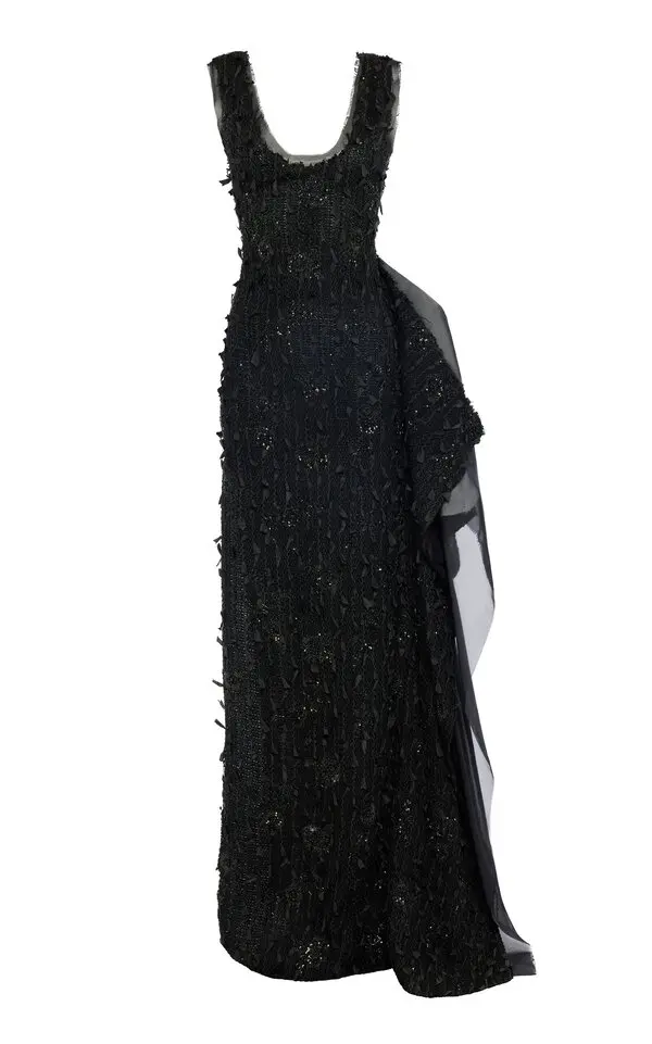 A.W.A.K.E. Mode Beaded Silk-blend Maxi Dress - Black