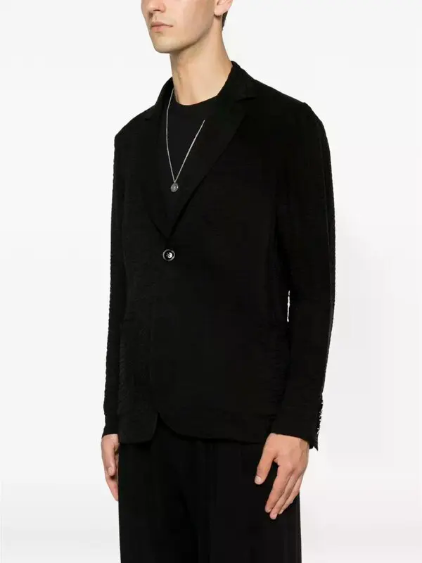 Giorgio Armani Textured Single-breasted Blazer - Black