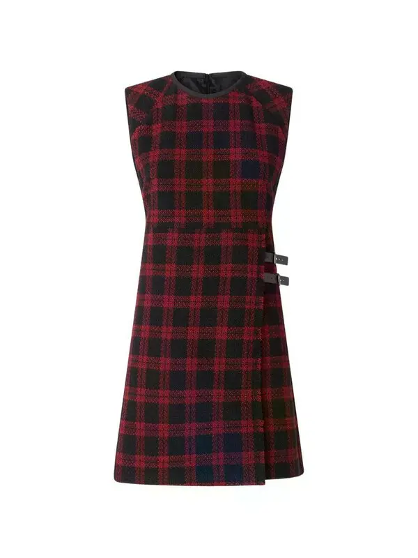 Pinko Checked A-line Midi Dress - Red