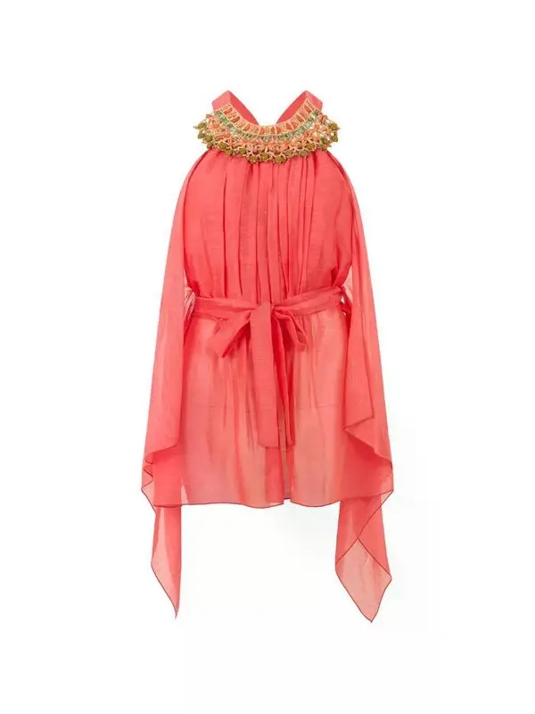 Alberta Ferretti Bead-embellished Halterneck Blouse