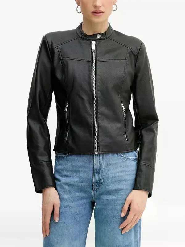 Guess Monogram-embossed Zip-up Jacket - Black