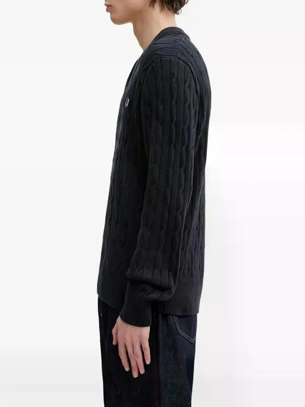 Fred Perry Cable Knit V-neck Sweater