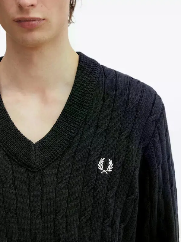 Fred Perry Cable Knit V-neck Sweater