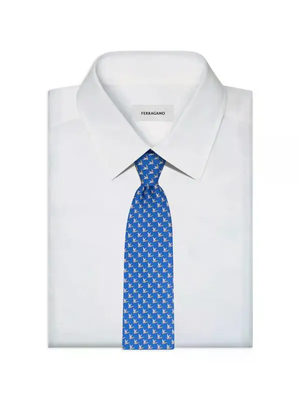 FERRAGAMO Pure Silk Mallard Print Neck Tie