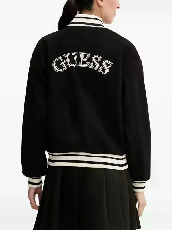 Guess Embroidered Striped Trim Bomber Jacket