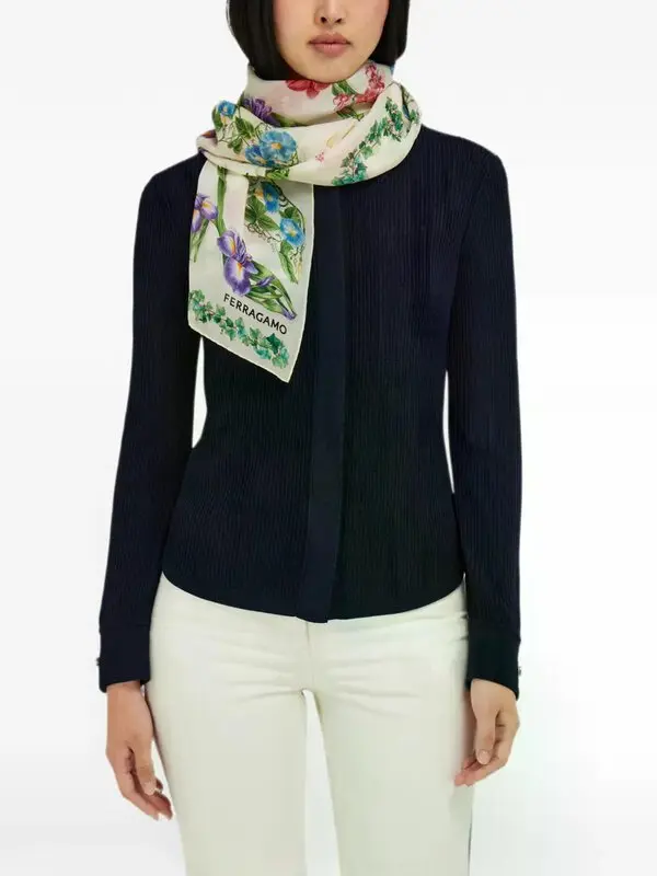 FERRAGAMO Eden Shoes-print Silk Scarf