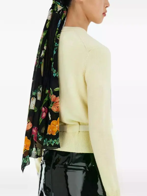 FERRAGAMO Eden Shoes-print Silk Scarf - Black