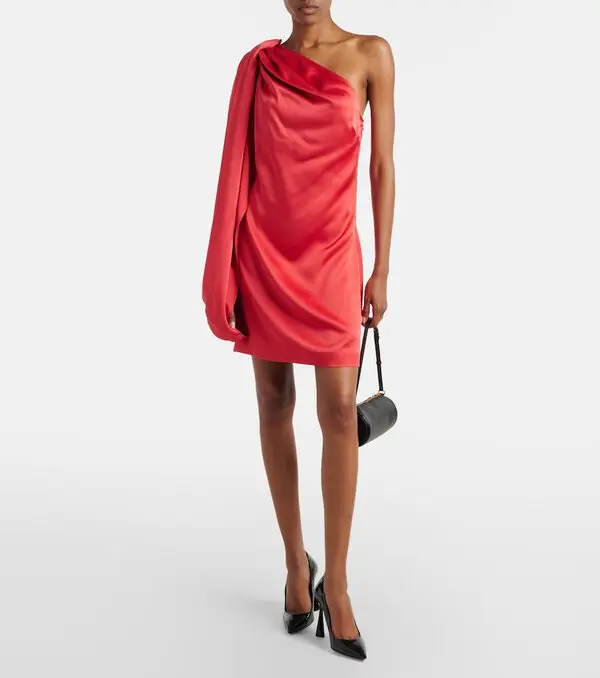 Stella McCartney One-shoulder Satin Mini Dress - Red