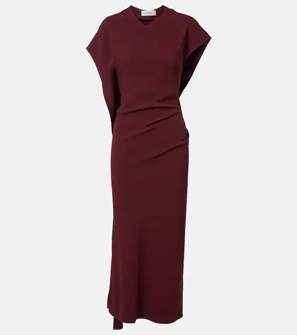 Victoria Beckham Draped Cady Midi Dress - Burgundy