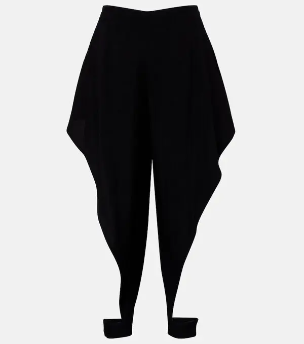 Alaïa Cutout Ruffled Tapered Pants - Black