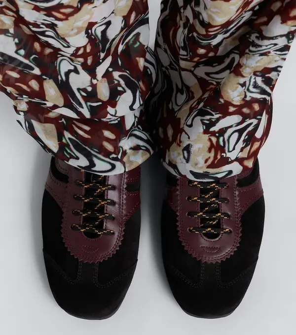 Dries Van Noten Suede And Leather Sneakers - Black