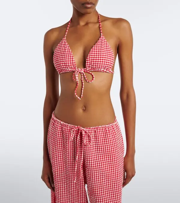 MONTCE Emma Gingham Seersucker Bikini Top - Red