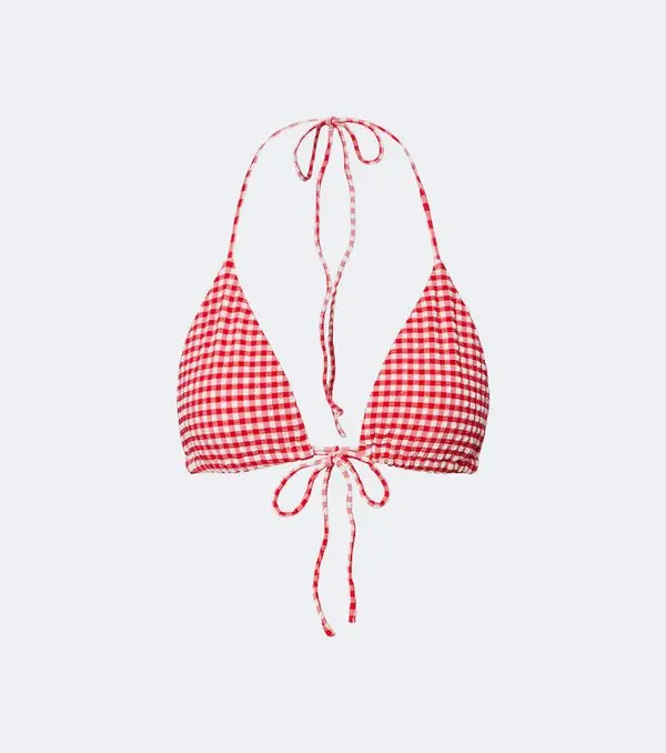 MONTCE Emma Gingham Seersucker Bikini Top - Red