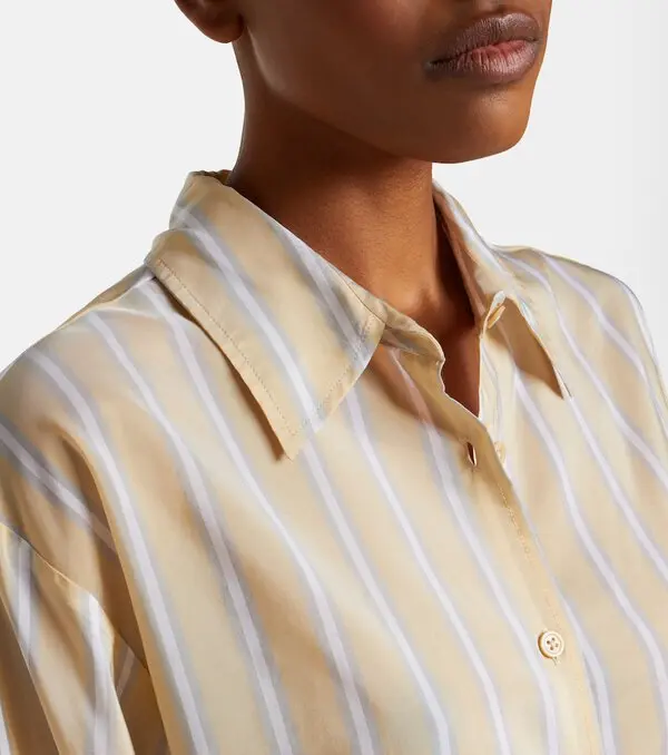 THE FRANKIE SHOP Peri Striped Twill Shirt - Beige
