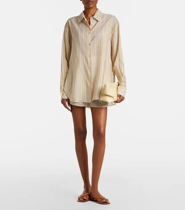 THE FRANKIE SHOP Peri Striped Twill Shirt - Beige