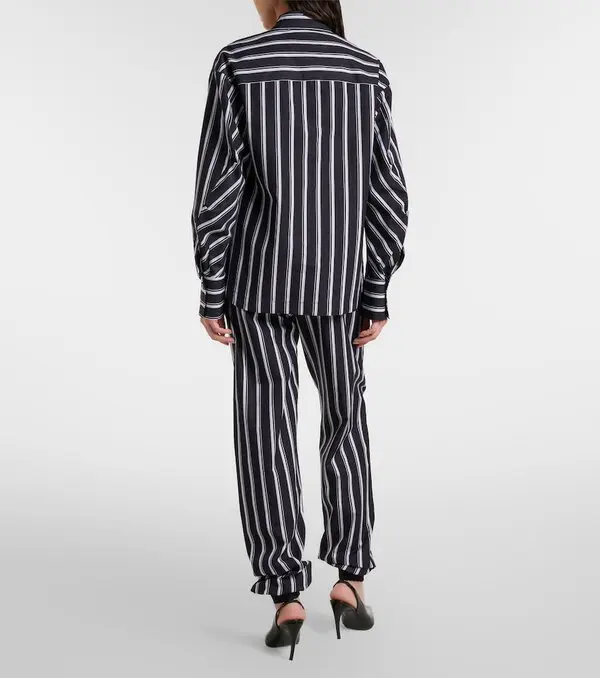 Attico Striped Cotton Drawstring Waist Trousers