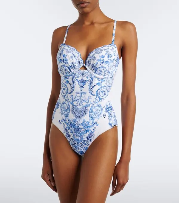 Camilla Embroidered Printed One Piece Swimsuit