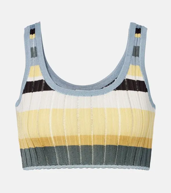 Alaïa Striped Knitted Crop Top - Multicoloured