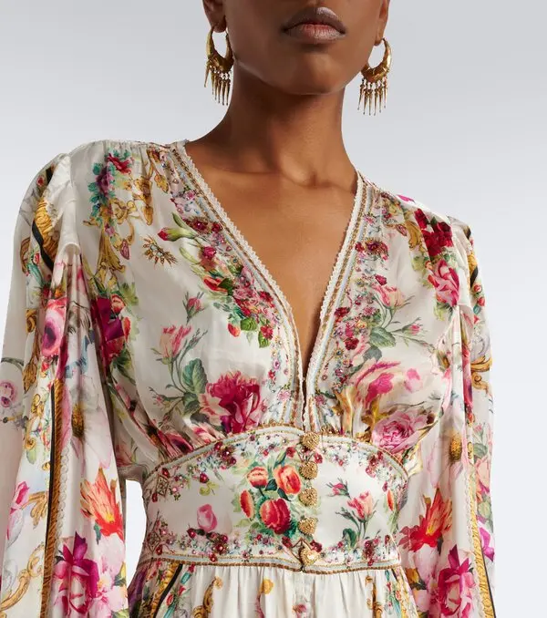 Camilla Floral Silk Satin Maxi Dress