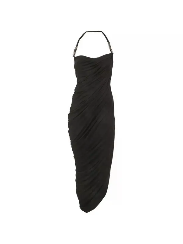 CHATS BY C.DAM One-shoulder Draped Midi Dress