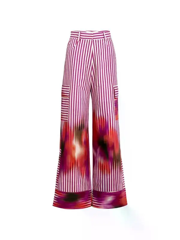 Silvia Tcherassi Vertical Stripe Print Cargo Pants