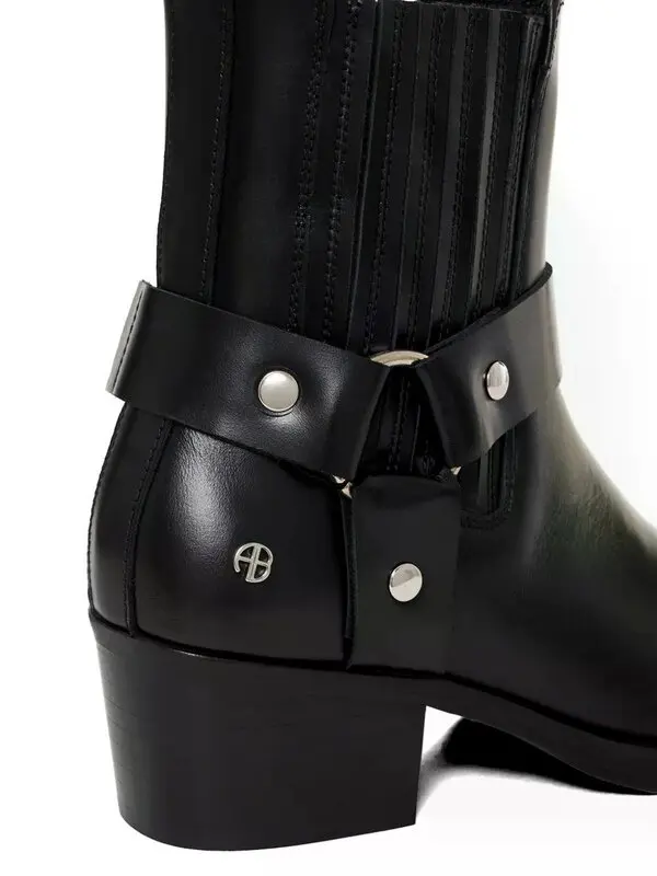 ANINE BING Mid Biker Boots With Harness Detailing - Black