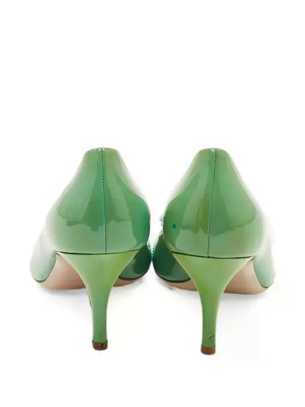 FERRAGAMO Vara Bow Peep Toe Pumps - Green