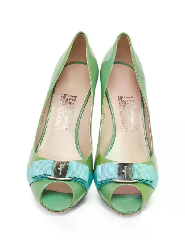 FERRAGAMO Vara Bow Peep Toe Pumps