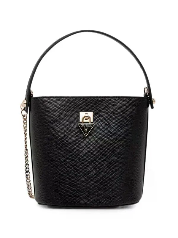 Guess Patsie Logo-plaque Bucket Bag - Black