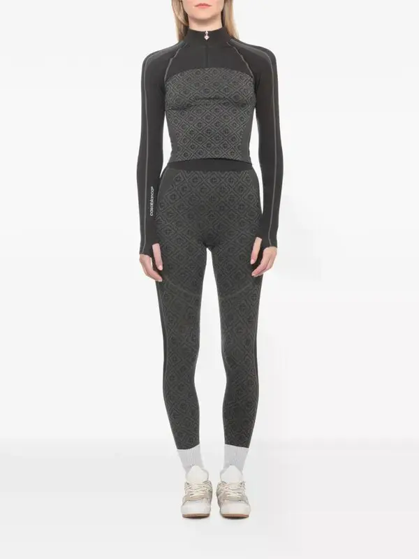 Casablanca Seamless Monogram-pattern High Neck Zip Top