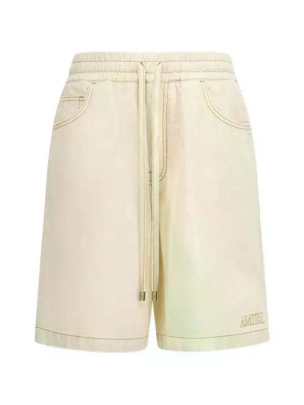Amiri Ecru Cotton Drawstring Denim Shorts - Neutrals