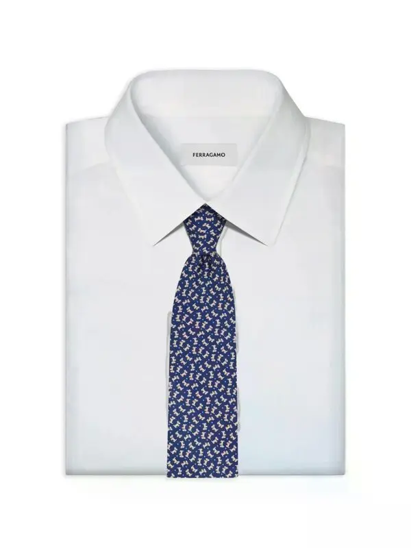 FERRAGAMO Charlie-print Silk Tie - Blue