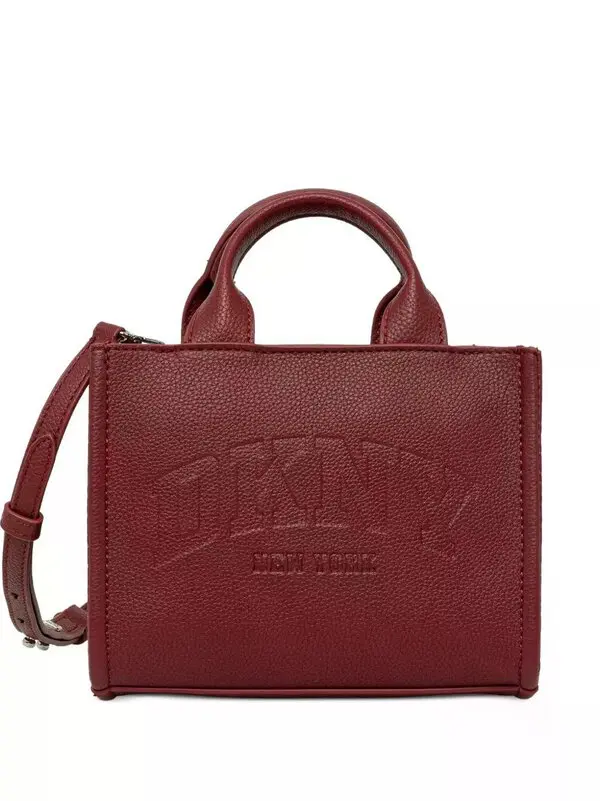Dkny Logo-debossed Grained Leather Mini Tote Bag - Red