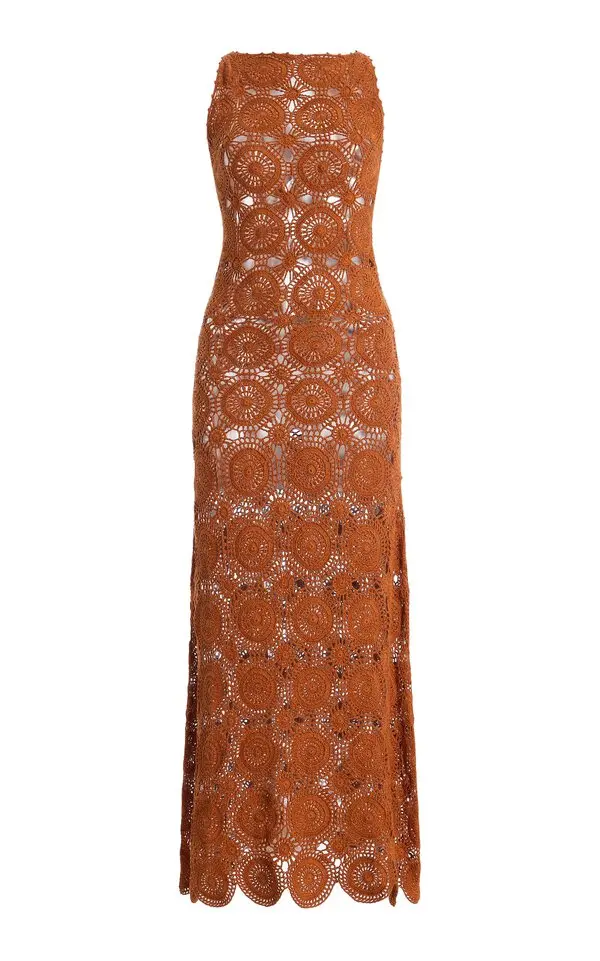 Escvdo Exclusive Siula Cotton Maxi Halter Dress - Orange