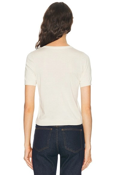 Renggli Silk Cashmere V-neck Knit Tee - Ecru