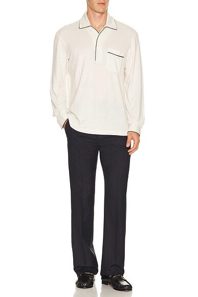 TOM FORD Cotton Silk Piquet Polo - Ecru