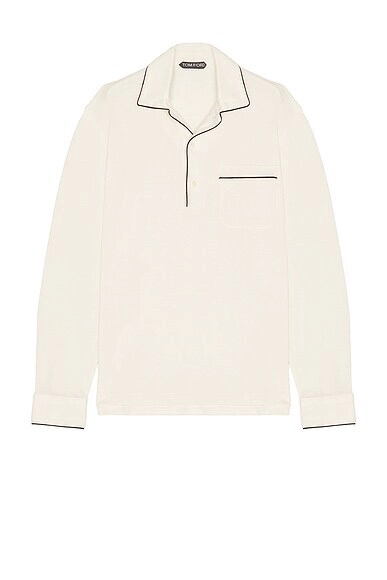 TOM FORD Cotton Silk Piquet Polo - Ecru