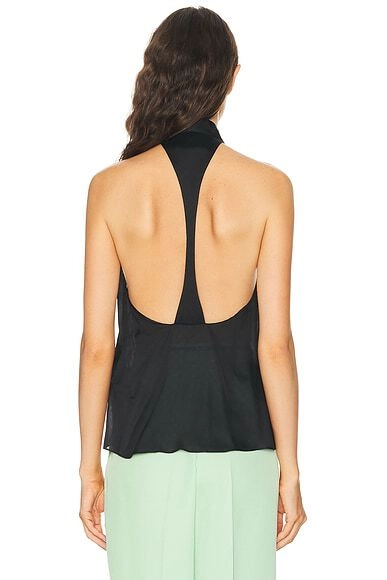 TOM FORD Monogram Silk Chiffon Halterneck Lavalliere Top - Black