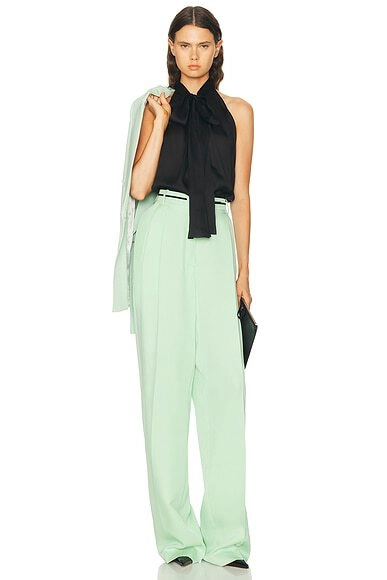 TOM FORD Monogram Silk Chiffon Halterneck Lavalliere Top - Black