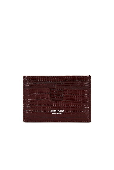 TOM FORD Printed Tejus T Line Classic Card Holder - Ruby Red