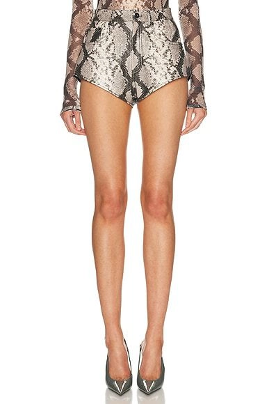 Lapointe Faux Stretch Python Mini Short - Python Print